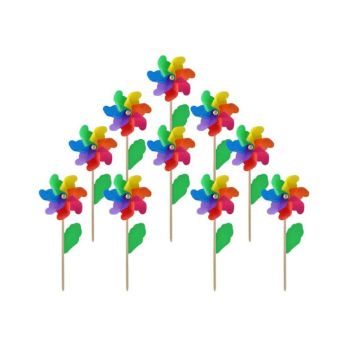 10Pcs Wooden Stick Pinwheels,Windmill Party Pinwheels DIY Pinwheels Set ...