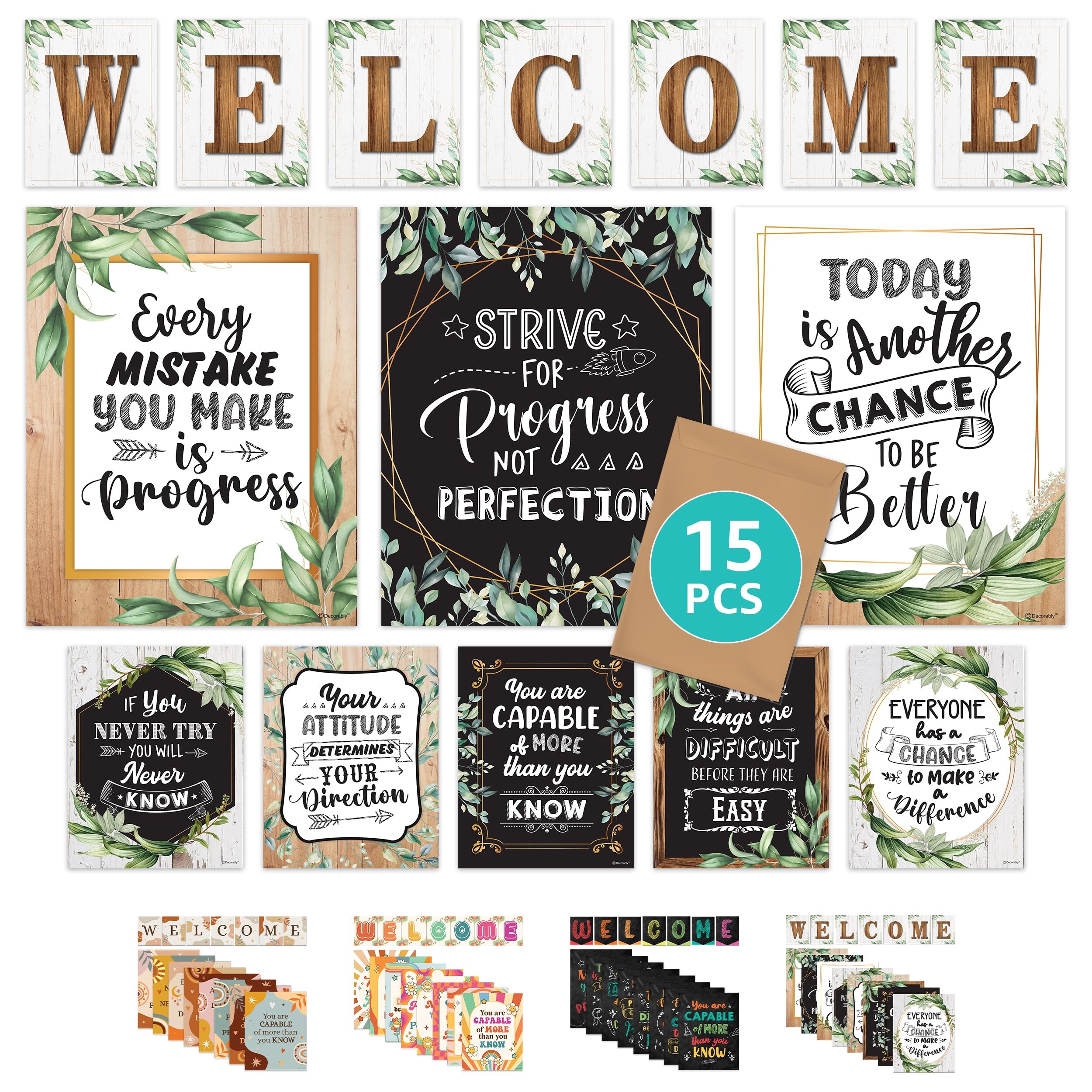 Decorably Welcome Posters for Classroom - 15 Modern Farmhouse Classroom ...