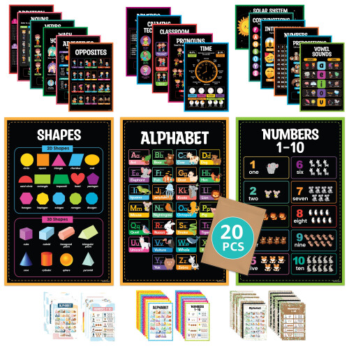 Decorably Preschool Posters for Classroom - 20 Pre K Posters 11x17in ...