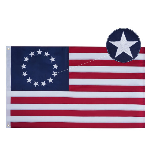 Bradford Betsy Ross Flag 3x5 ft Outdoor Made in USA Embroidered 13 Star ...