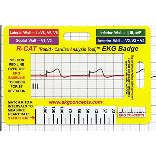 R-CAT EKG Badge Card Accurately Interpret ECG / EKG Rhythm Strips and ...