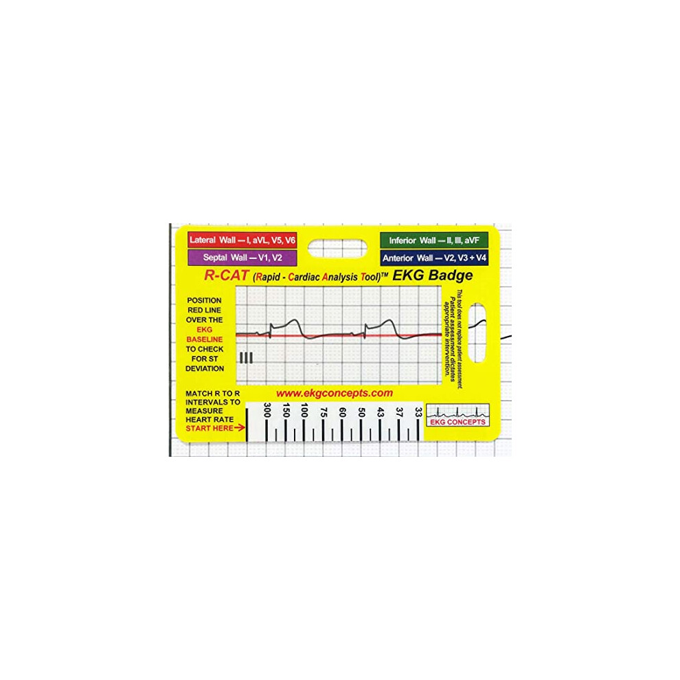 R-CAT EKG Badge Card Accurately Interpret ECG / EKG Rhythm Strips and 12 Lead EKG Without EKG ...