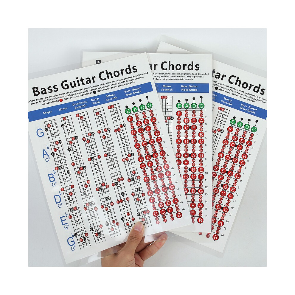 Electric Bass Guitar Chord Chart 4 String Fingering Diagram Exercise ...