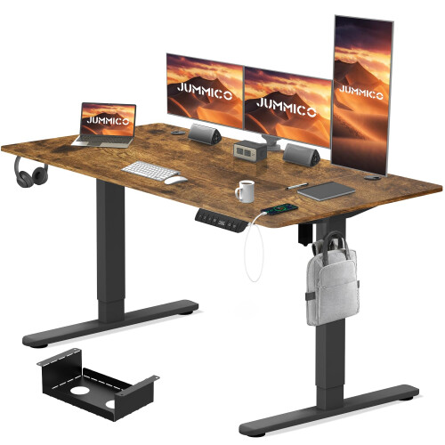 JUMMICO Electric Standing Desk 160x80 cm with Charging Port, Height ...