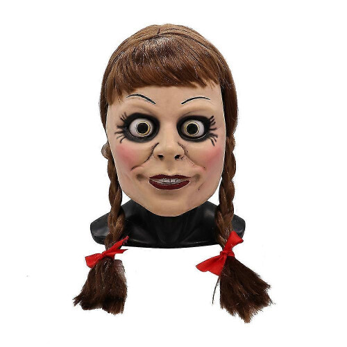 Halloween Annabelle Cosplay Scary Full Head Mask Creepy Fancy Dress Up ...
