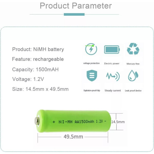 3x Electric Ni-Mh AA 1500mAh 1.2V Rechargeable Battery for Solar Light on OnBuy