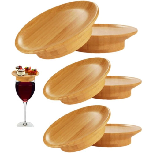 6Pcs Wine Glass Charcuterie Topper Set | Wooden Wineglass Topper Plate ...
