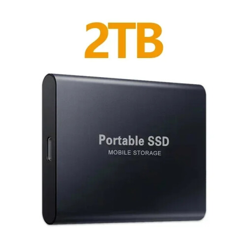(Black 2TB) SSD 1TB External Hard Drive Portable 2TB Mobile Solid State ...