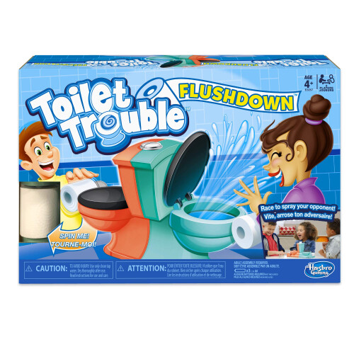 Hasbro Gaming Toilet Trouble Flushdown: Vatten-sprutande spel för barn ...