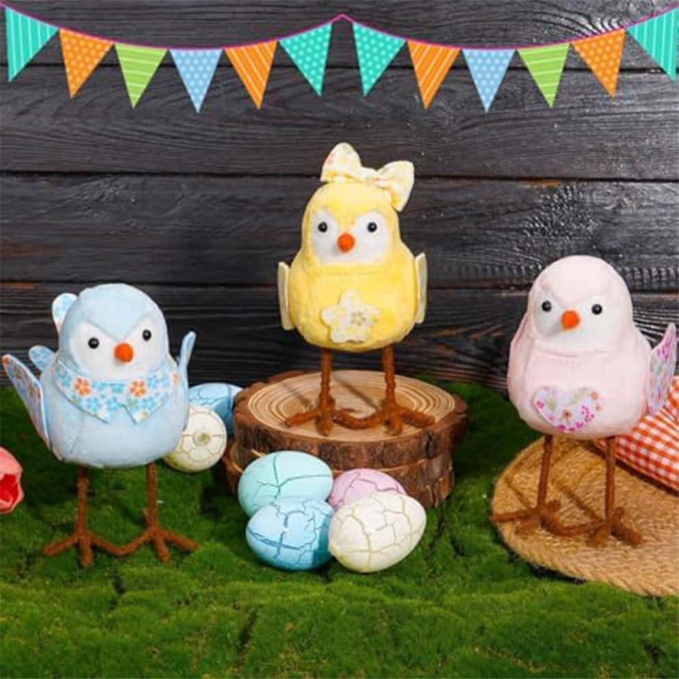 Oster-Plüschvogelpuppen mit langem Bein und bedrucktem Schal und ...