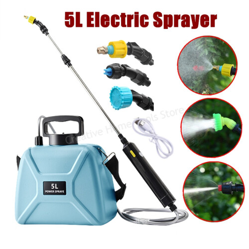 (Sprayer sky blue) 5L Electric Sprayer Rechargeable Lithium Battery ...