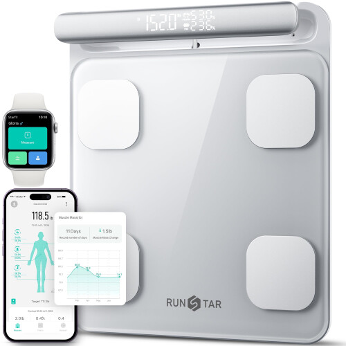 Runstar Smart Scale for Body Weight and Fat Percentage 8-Electrode ...