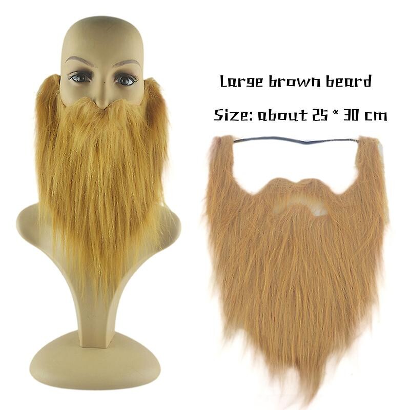 (Khaki, One size) DIY Fancy Dress Fake Beard Long Fluff Beards Cosplay ...