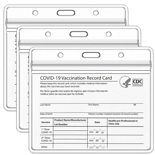 CDC Vaccination Card Protector 4 X 3 Inches Horizontal Name Tag Holder ...