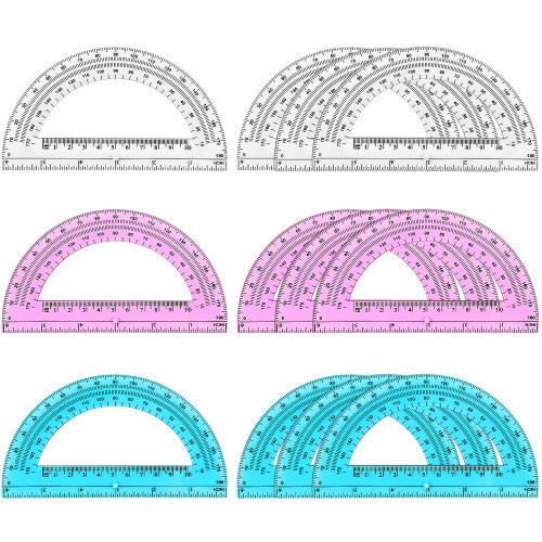 12 Pack Plastic Protractor 6 Inches Math Protractors 180 Degrees for S ...