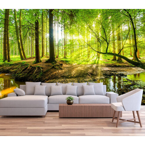 Reyhui Wall Mural Fall Forest Stream Wallpaper Wall Decoration Print P ...