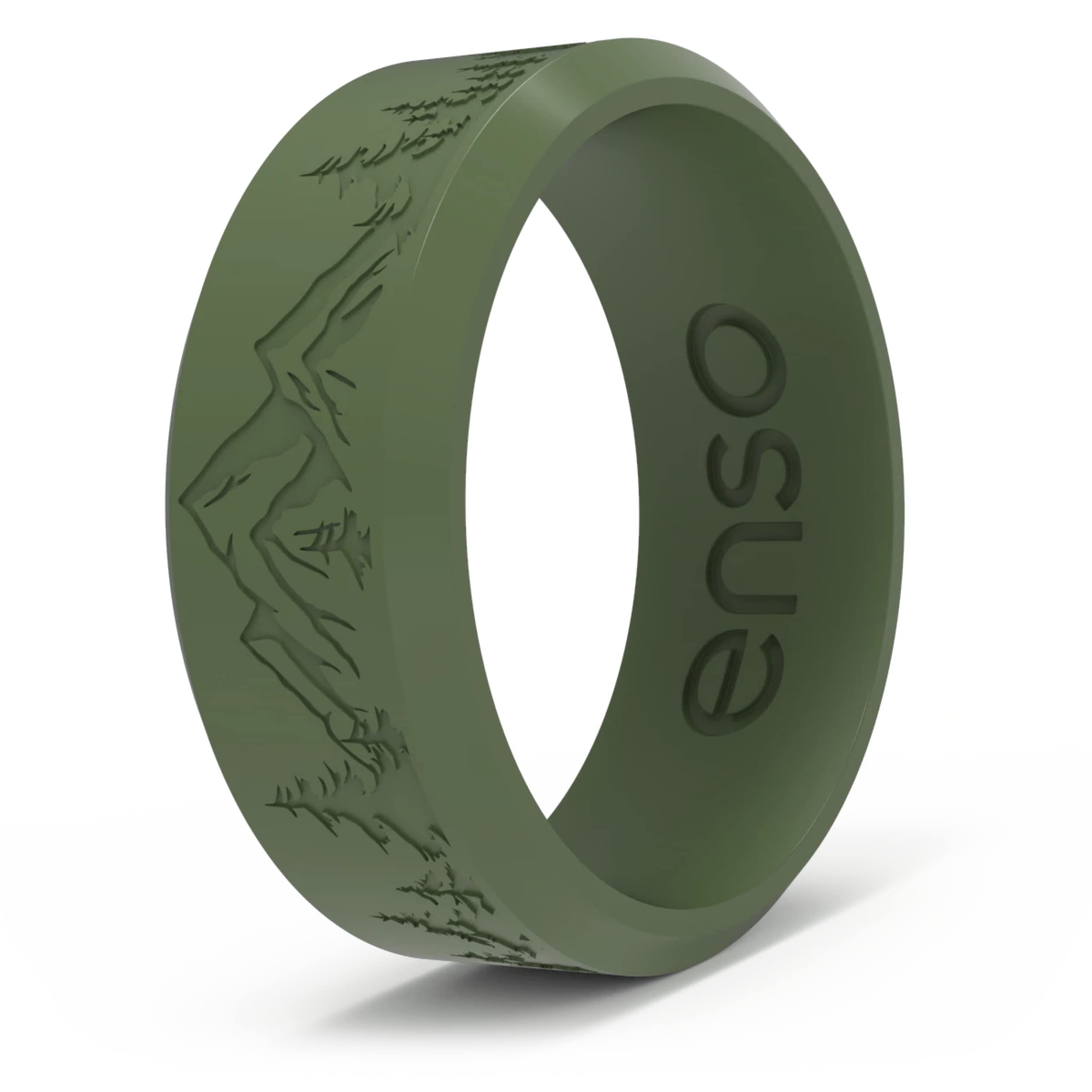 Enso Rings Etched Bevel Silicone Wedding Ring - comfortable and Flexible Design for Active ...