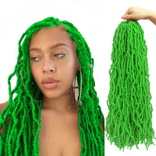 24 Inch 7 Packs Green Soft Locs Crochet Hair Color New Faux Locs Pre-l ...