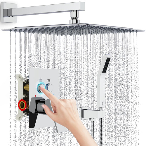 SR SUN RISE Shower System with Push Button Diverter Wall Mounted Luxury ...