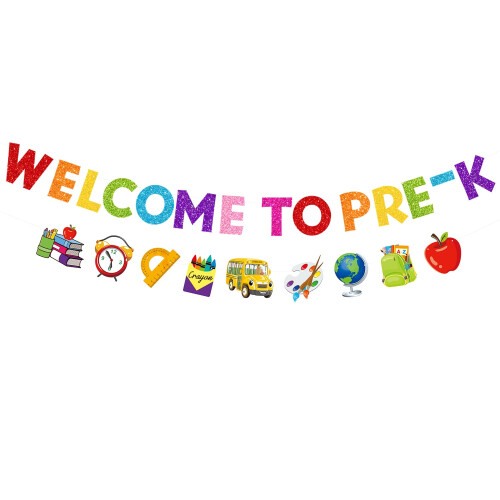 Welcome to PRE-K Banner PRE K Back to School Decorations Supplies ...