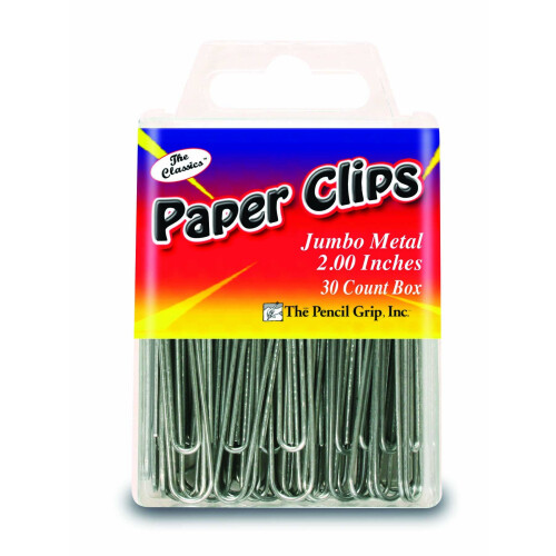 Pencil Grip The Classics Jumbo 2 Inch Paper Clips Silver 30 Clips per ...