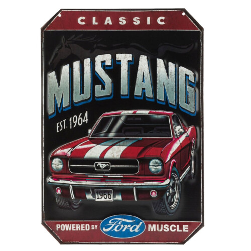 Klasick kovov cedula s reli fnym mot vom Ford Mustang '66 - Vintage ...