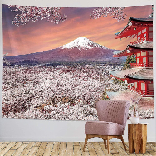 (As show, One size) Japanese Tapestry Backdrop Wall Hanging Asian Fuji ...