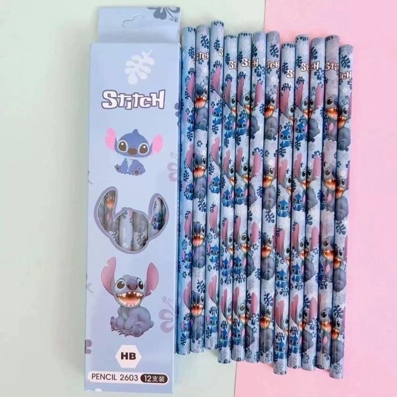 (Stitch A) Stitch Pencil Set Wooden Pencil Student Sketch Pen Writing ...
