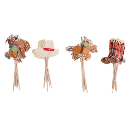 iMagitek 48 Pack Western Cowboy Cupcake Toppers Picks Cake Decorations ...