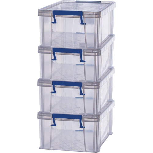4x 10L Plastic Storage Boxes with Lids. ProStore Super Strong ...