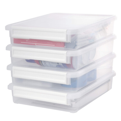 Plano (Pack of 4) Cubby Cube Clear Storage| Stackable Clear Storage ...