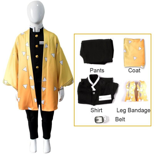 (Agatsuma Zenitsu Suit, 140cm) Demon Slayer Kids Cosplay Kamado Nezuko ...