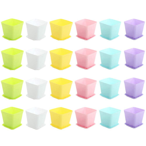 Pachet de 24 ghivece de flori colorate Ghivece patrate din plastic ...