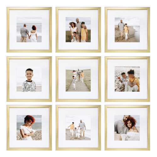 Sheffield Home 9 Piece Gallery Wall Frame Set, 12x12 in. Matted to 8x8 in. (Gold) on OnBuy