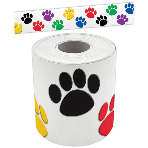 Teacher Created Resources Colorful Paw Prints Straight Rolled Border ...