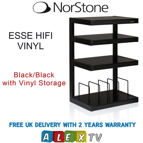 Norstone ESSE Black HiFi Rack 4 Shelves with Vinyl Storage AV Unit Hi ...
