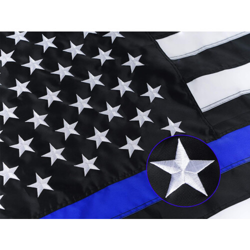 Homissor Thin Blue Line Flags 3x5 Outdoor Embroidered Stars Police Flag ...
