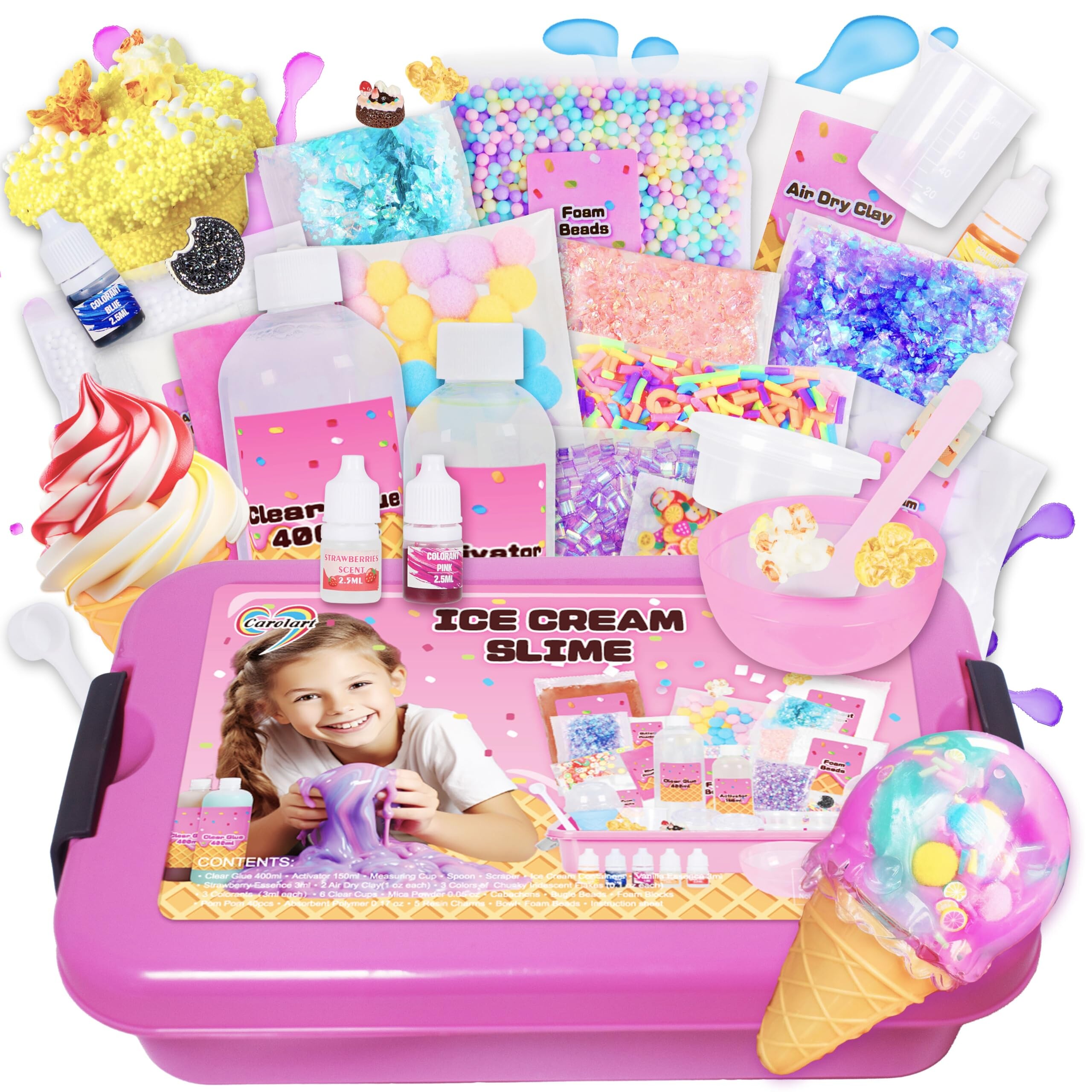 Slime Kit for Girls Ice Cream Slime Kit Fluffy Slime Making Kit DIY ...