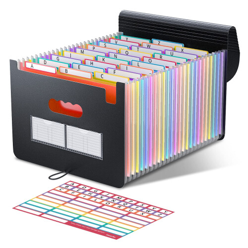ThinkTex 26 Pockets Expanding File Folder, A-Z Colorful Tabs, Monthly ...