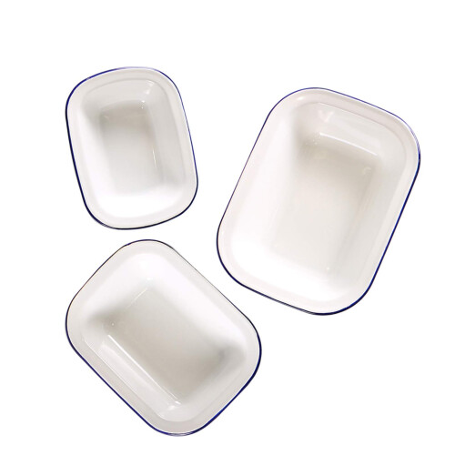 Webake Enamelware Roasting Pan 3 Pack Enameled Steel Oblong Pie Pan Pie ...