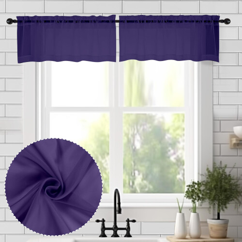 Chyhomenyc Sheer Valances for Windows 2 Packs 42Wx14L Inches Small ...