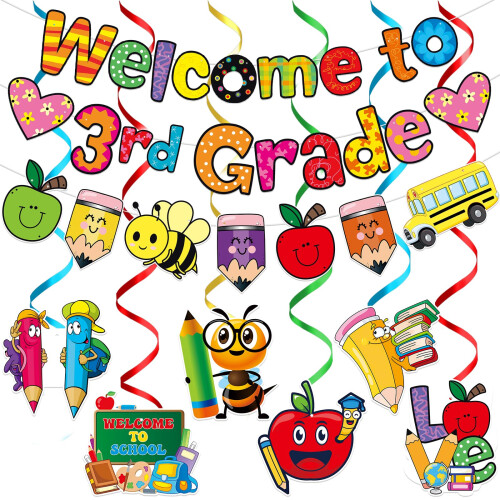 TTDQ Welcome To 3rd Grade Banner First Day of 3rd Grade Decorations ...