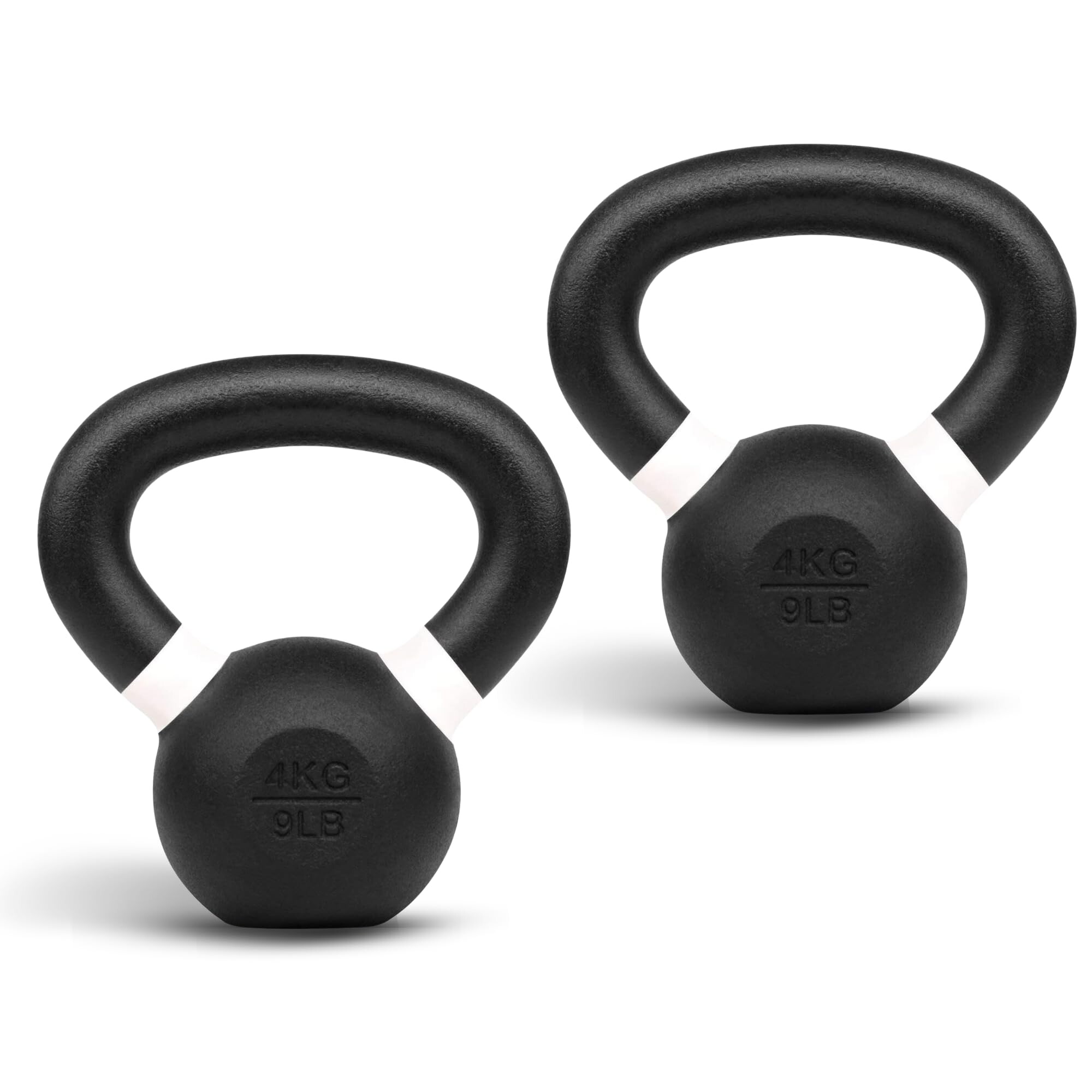 Yes4All Powder Coated Cast Iron Kettlebell Pair White - 4 KG / 9 LB Strength Training ...