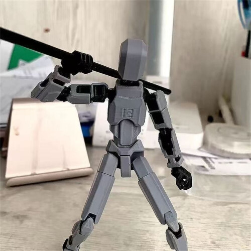 (Grey) Multi-Jointed Movable Robot Model Doll Dummy 13 3D Printed ...