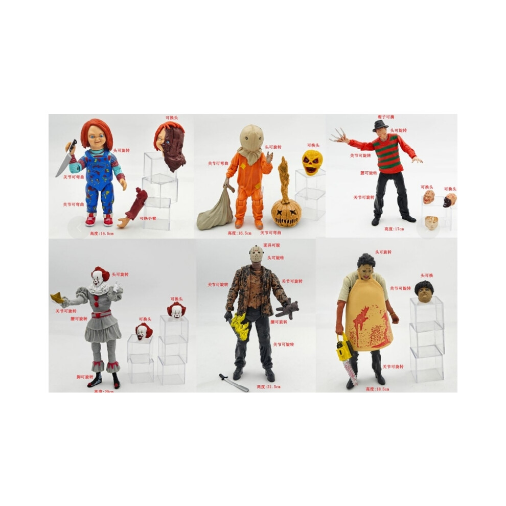 (6, pack by bag) Horror Movie Characters Chucky Freddy Jason Trick 'R ...