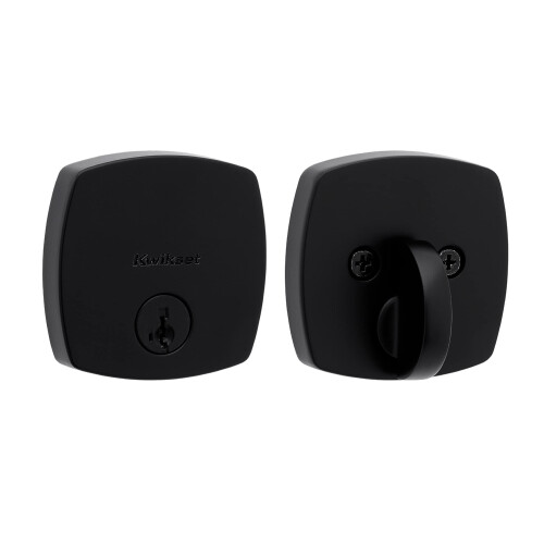 Kwikset Midtown Deadbolt Lock Matte Black Modern Exterior Keyed Front ...