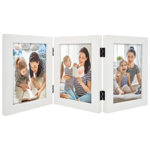 Golden State Art, 5x7 Triple Hinged Picture Frame, Three Photo Folding ...