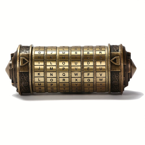 (Bronze) Da Vinci Code Alphabet Lock Box - Secure Metal Cylinder with ...