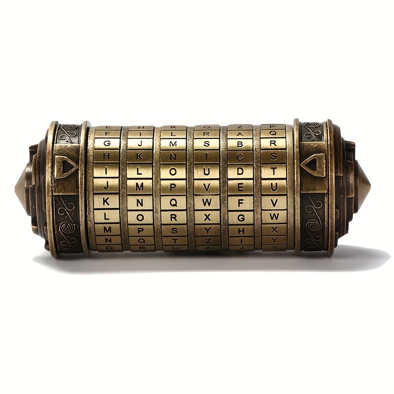 (Bronze) Da Vinci Code Alphabet Lock Box - Secure Metal Cylinder with ...