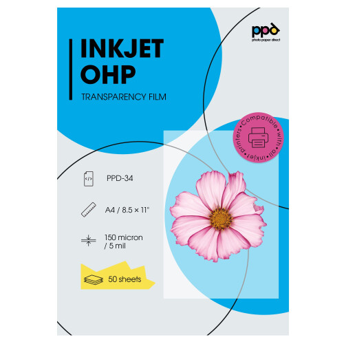 PPD Premium Inkjet Transparency Film (Overhead Projector Film) 150 ...